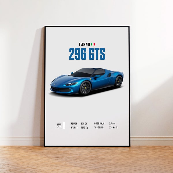 Ferrari 296 Poster - Etsy