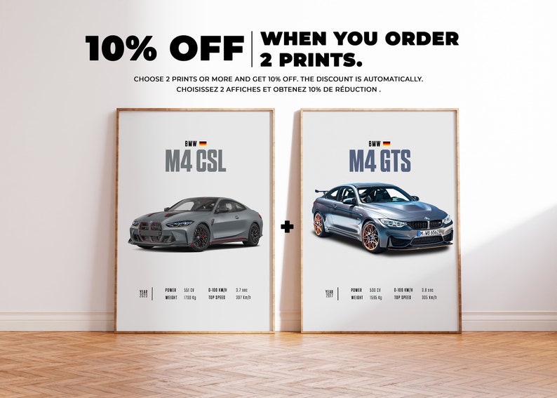 Car Poster BMW M4 CSL, Car Poster Print, Classic Car Wall Art ...