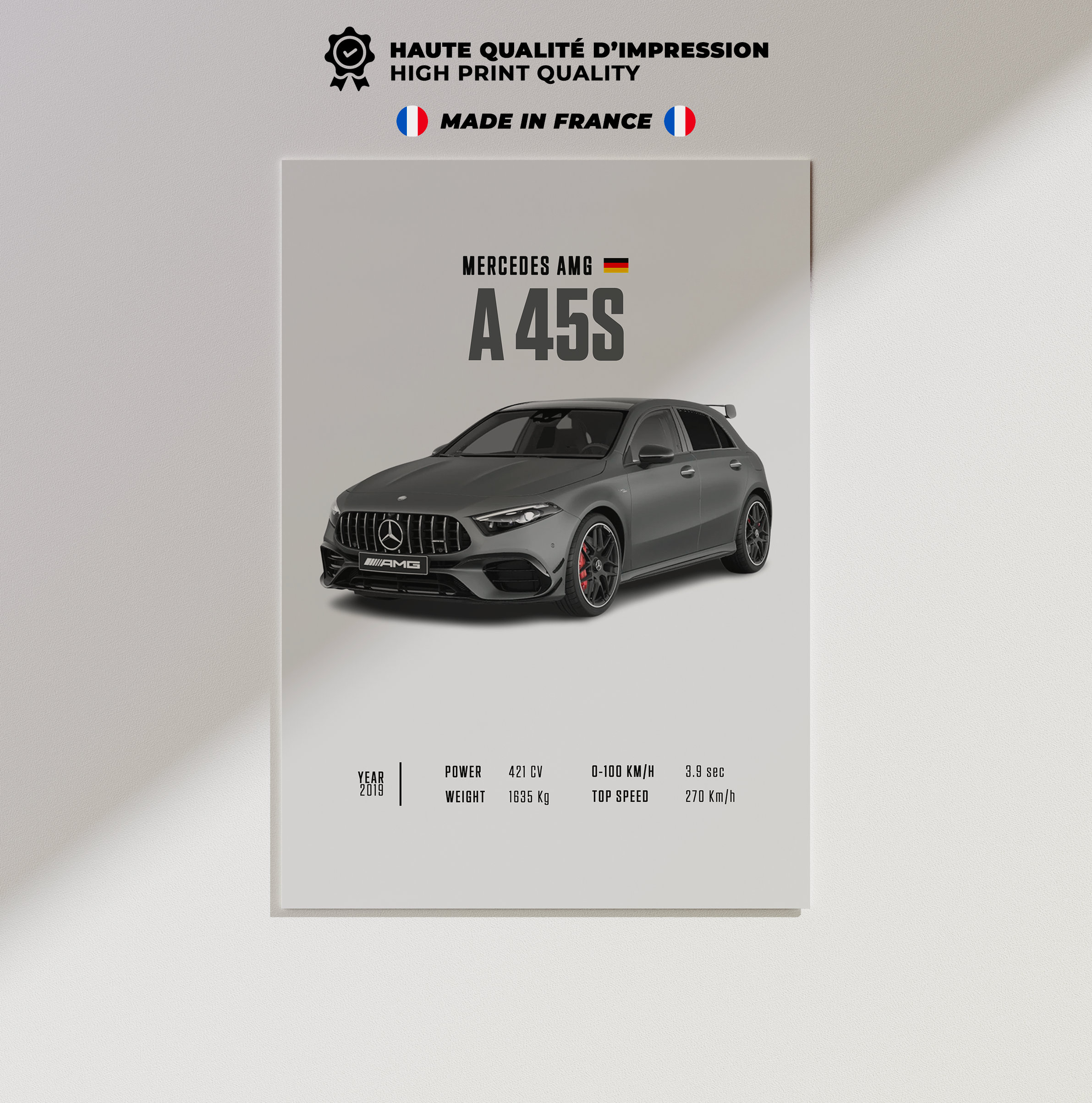 Car Poster Mercedes AMG A45S, Car Poster Print, Classic Car Wall Art ...