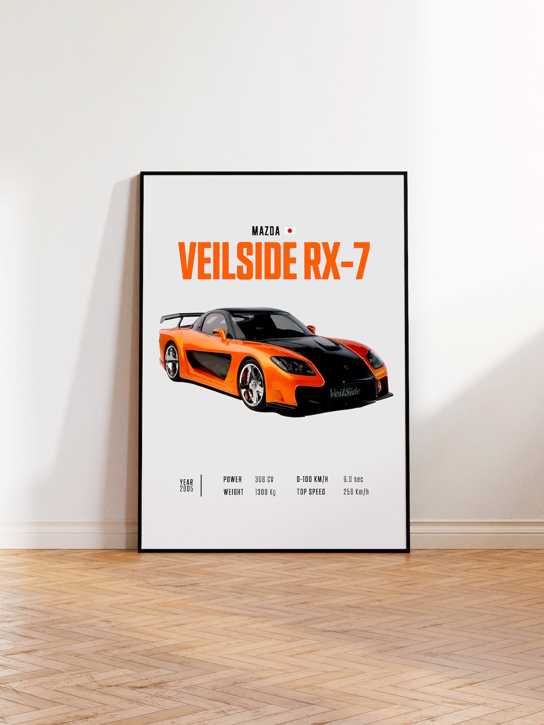 Car Poster Mazda Veilside RX-7, Car Poster Print, Classic Car Wall Art ...