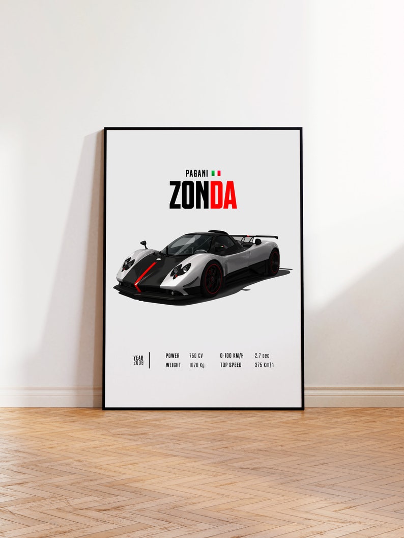 Car Poster Pagani Zonda, Car Poster Print, Classic Car Wall Art ...