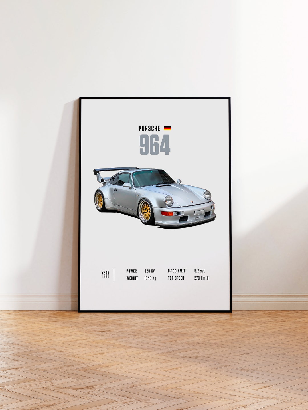 Car Poster Porsche 964, Car Poster Print, Classic Car Wall Art ...