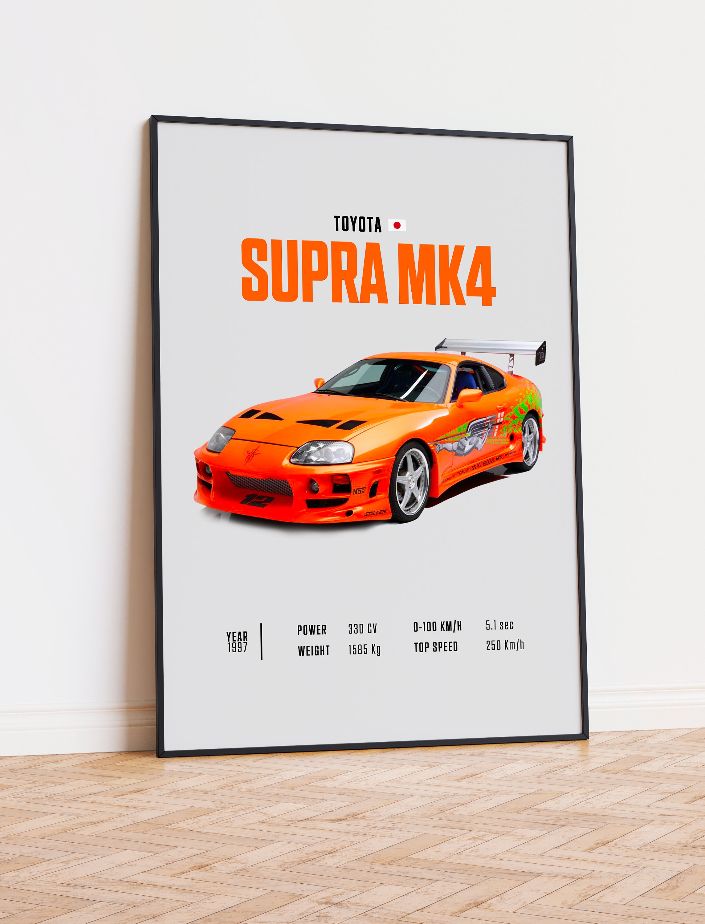 Car Poster Toyota Supra MK4, Car Poster Print, Classic Car Wall Art ...