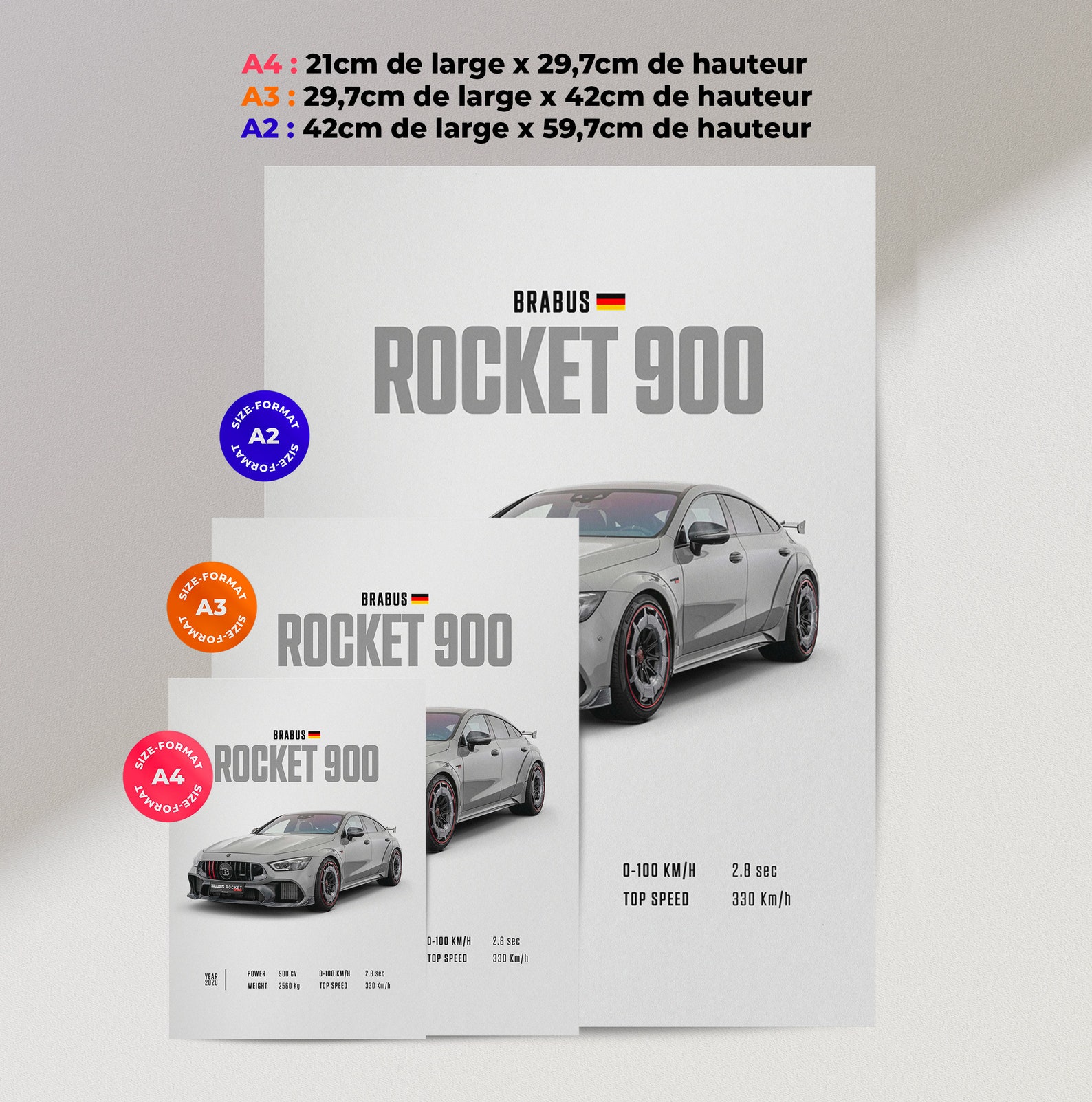 Car Poster Brabus Rocket 900, Car Poster Print, Classic Car Wall Art ...