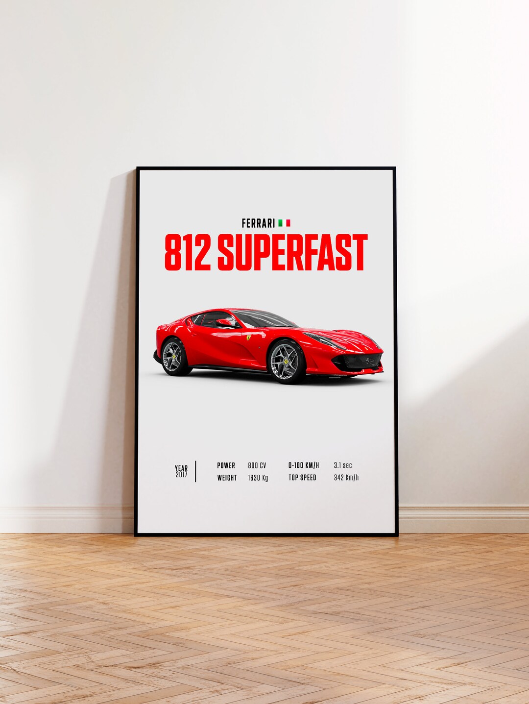 Car Poster Ferrari 812 Superfast, Car Poster Print, Classic Car Wall ...