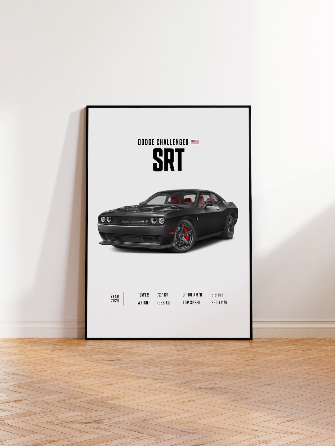 Car Poster Dodge Challenger SRT, Car Poster Print, Classic Car Wall Art ...