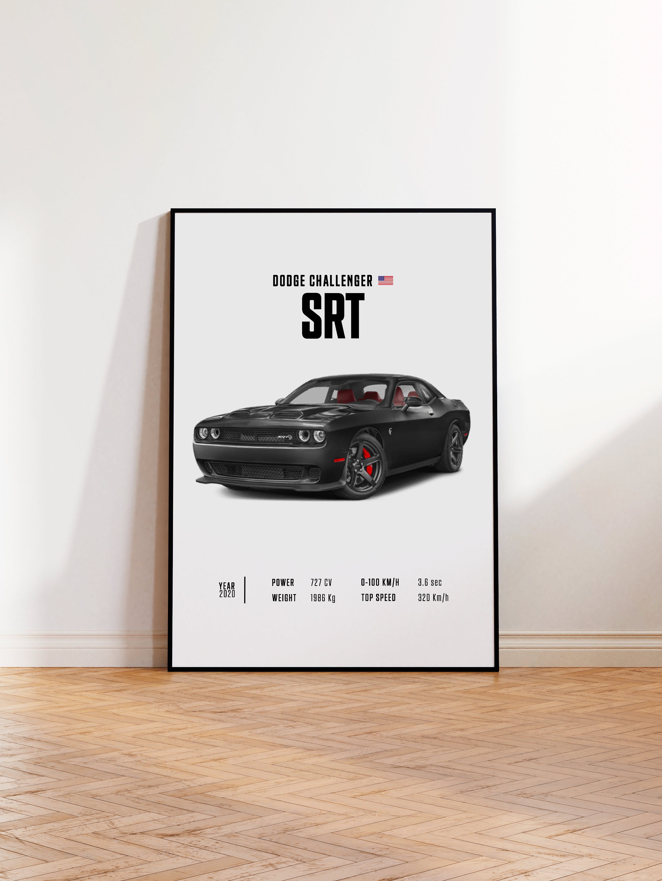 Car Poster Dodge Challenger SRT, Car Poster Print, Classic Car Wall Art ...