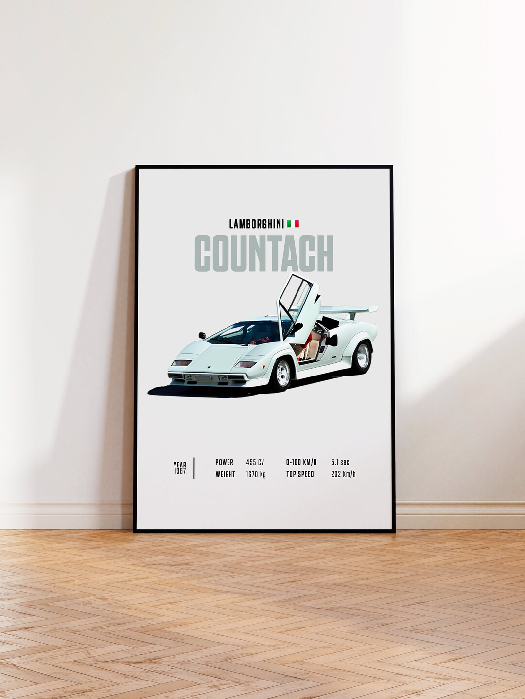 Car Poster Lamborghini Countach, Car Poster Print, Classic Car Wall Art ...