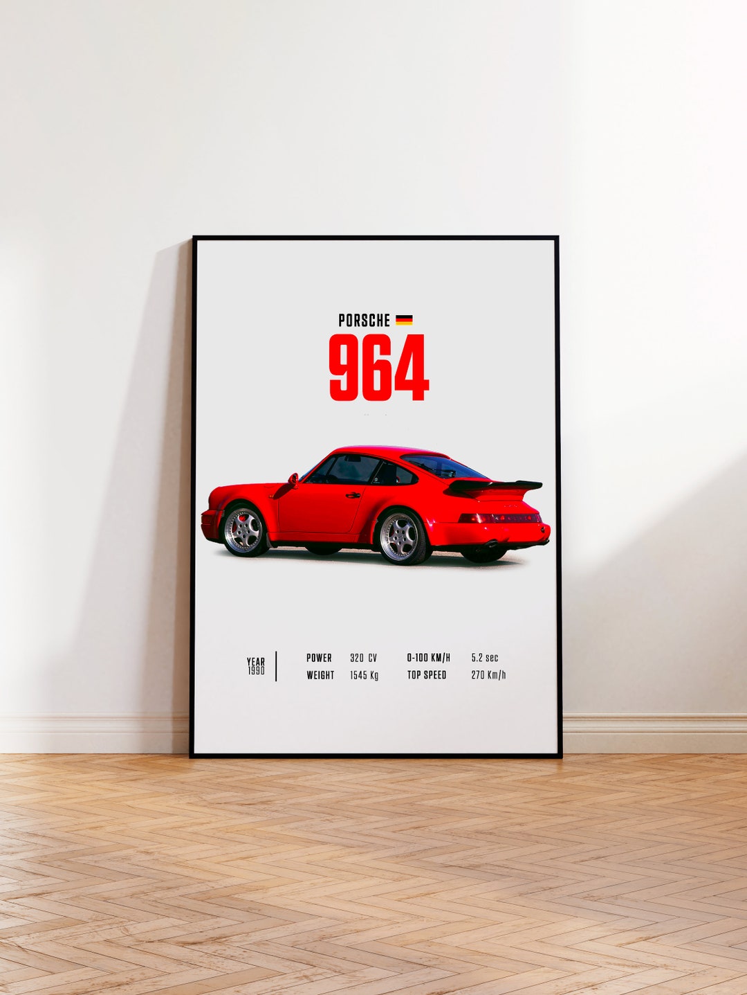 Car Poster Porsche 964 Car Poster Print Classic Car Wall - Etsy