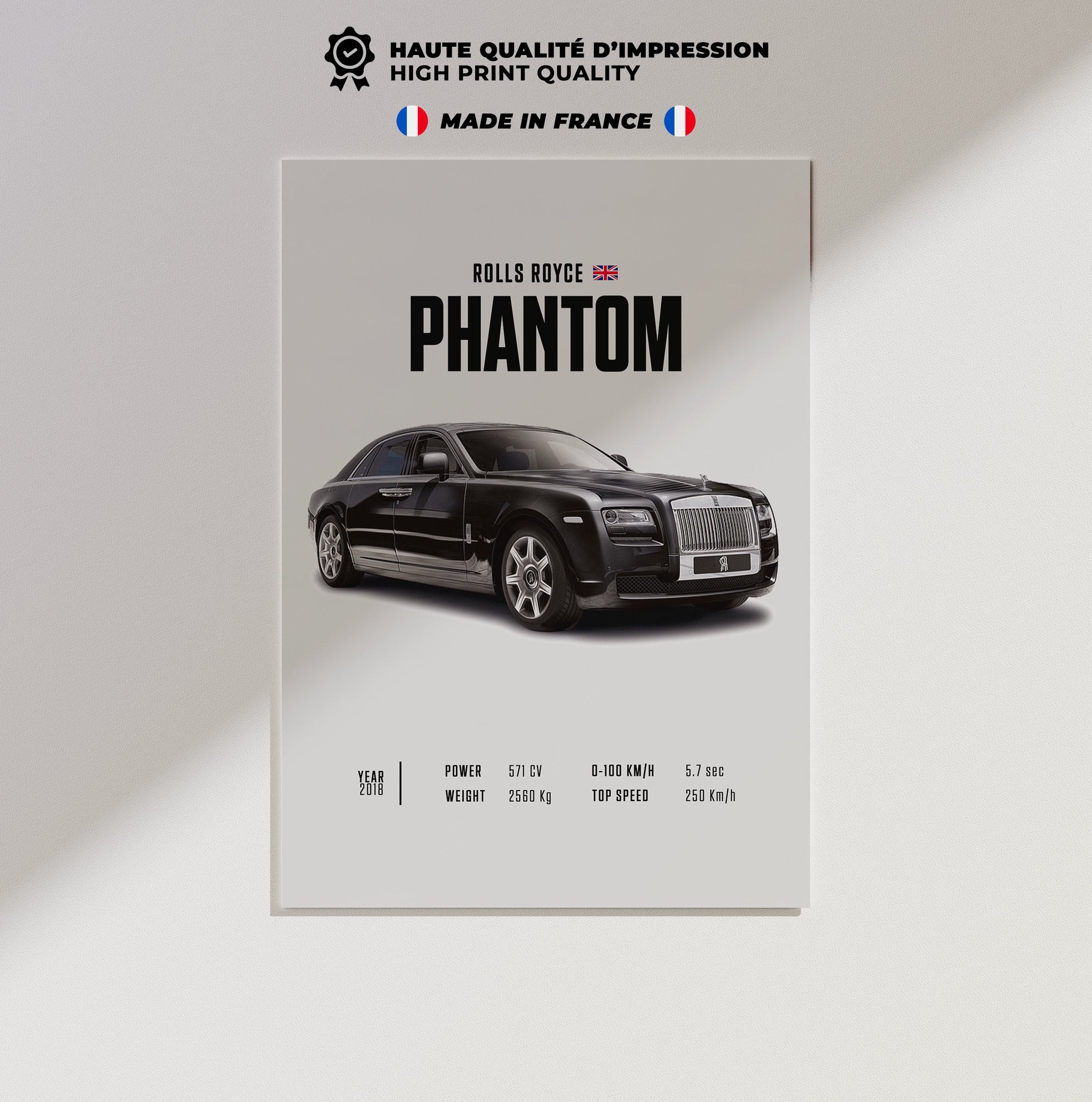 Car Poster Rolls Royce Phantom, Car Poster Print, Classic Car Wall Art ...