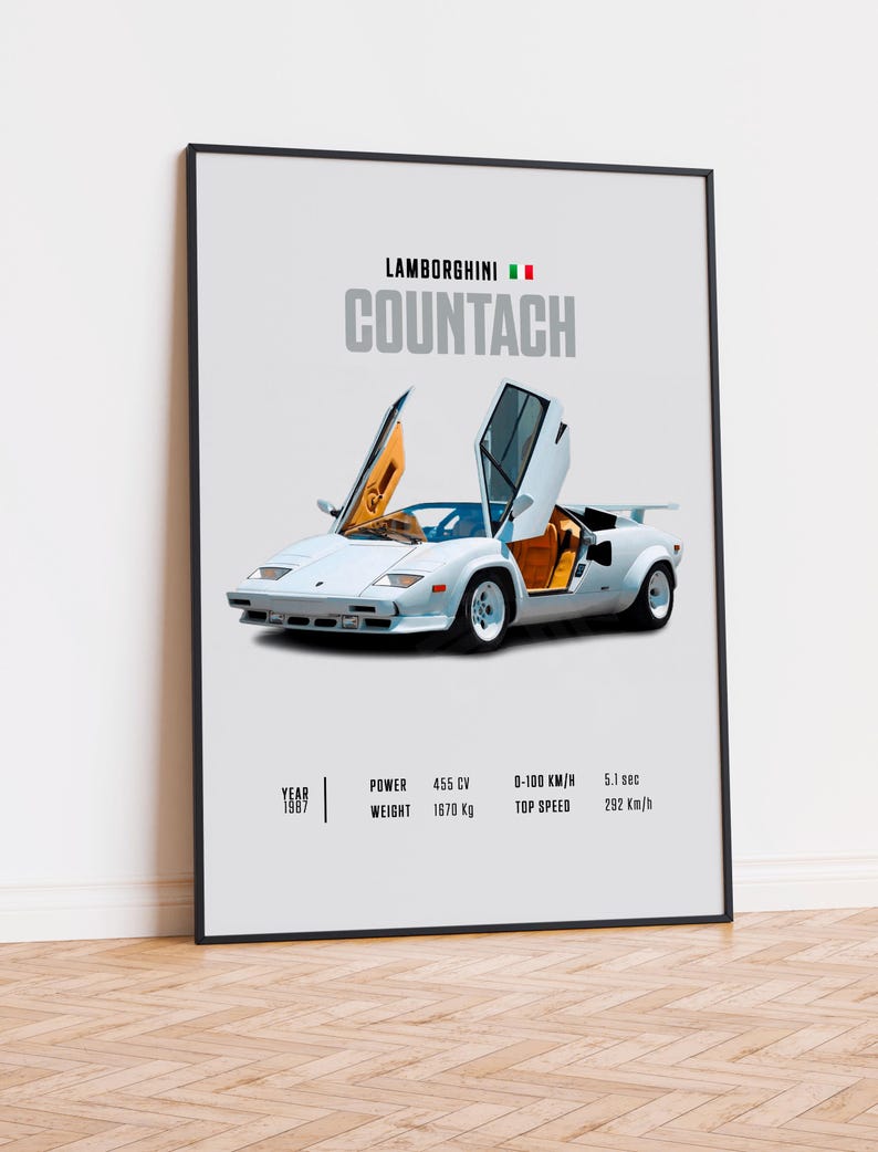 Car Poster Lamborghini Countach, Car Poster Print, Classic Car Wall Art ...