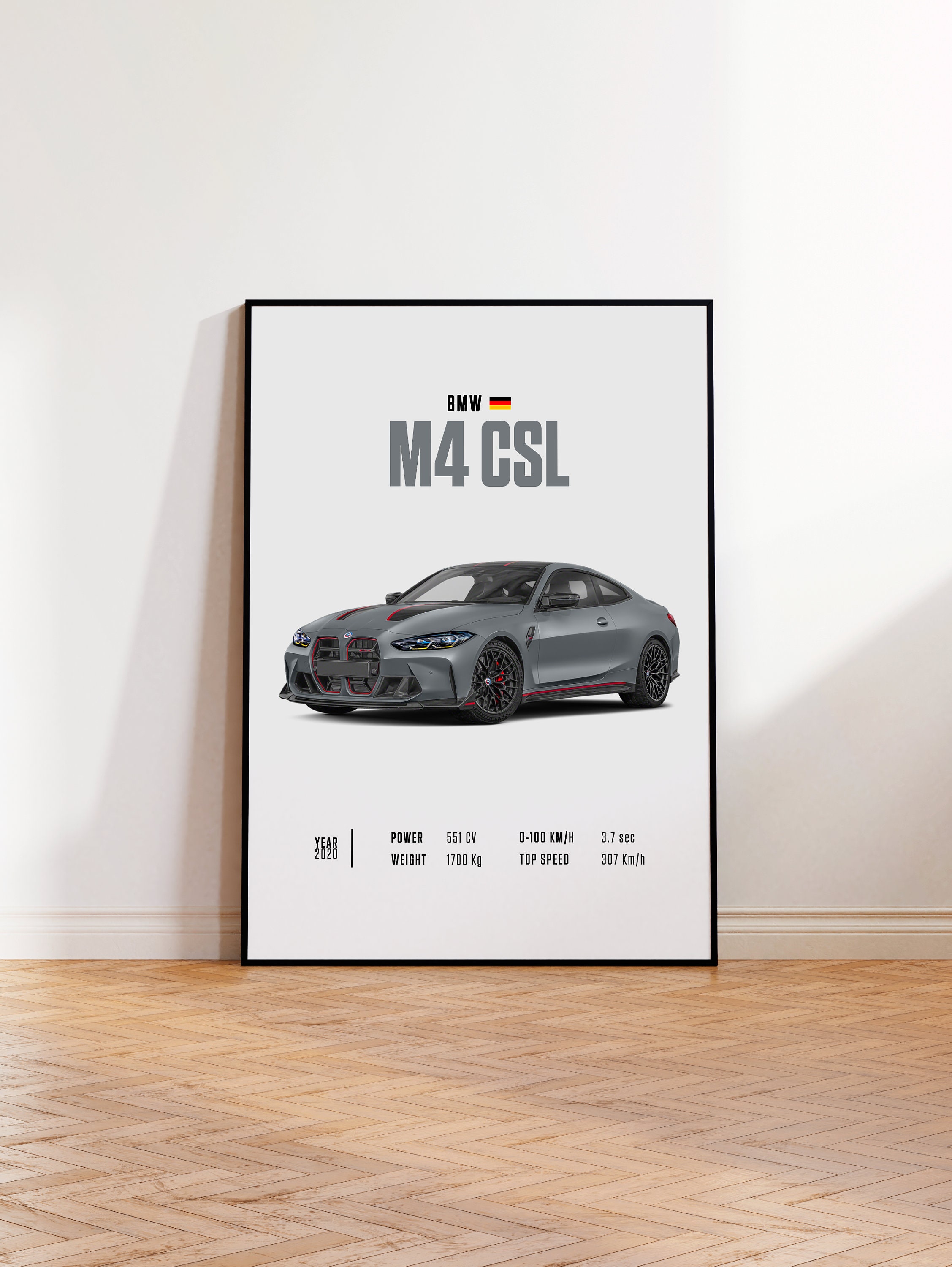 Car Poster BMW M4 CSL, Car Poster Print, Classic Car Wall Art ...