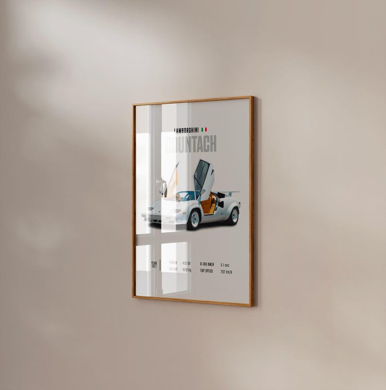 Car Poster Lamborghini Countach, Car Poster Print, Classic Car Wall Art ...
