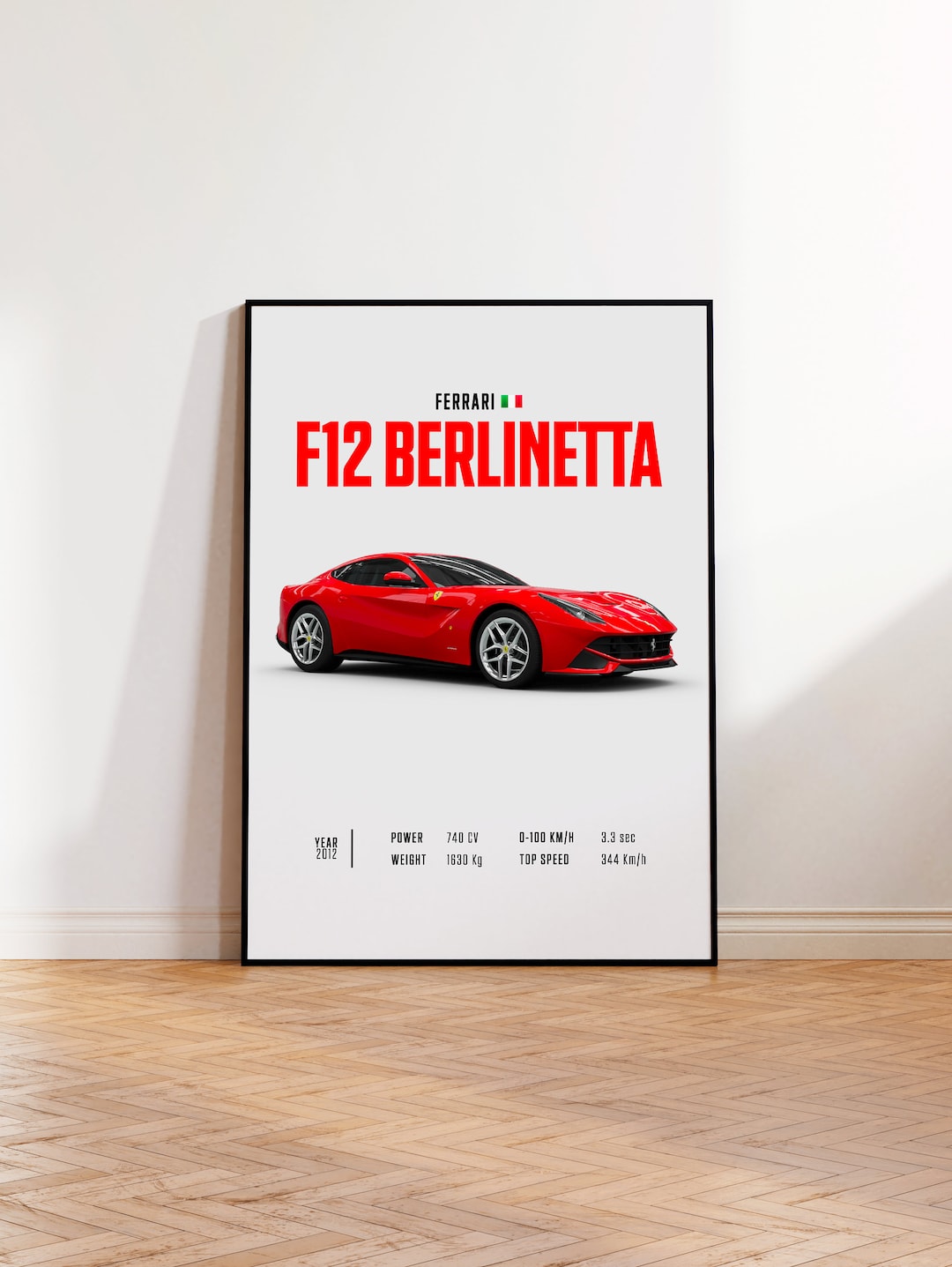 Car Poster Ferrari F12 Berlinetta, Car Poster Print, Classic Car Wall ...