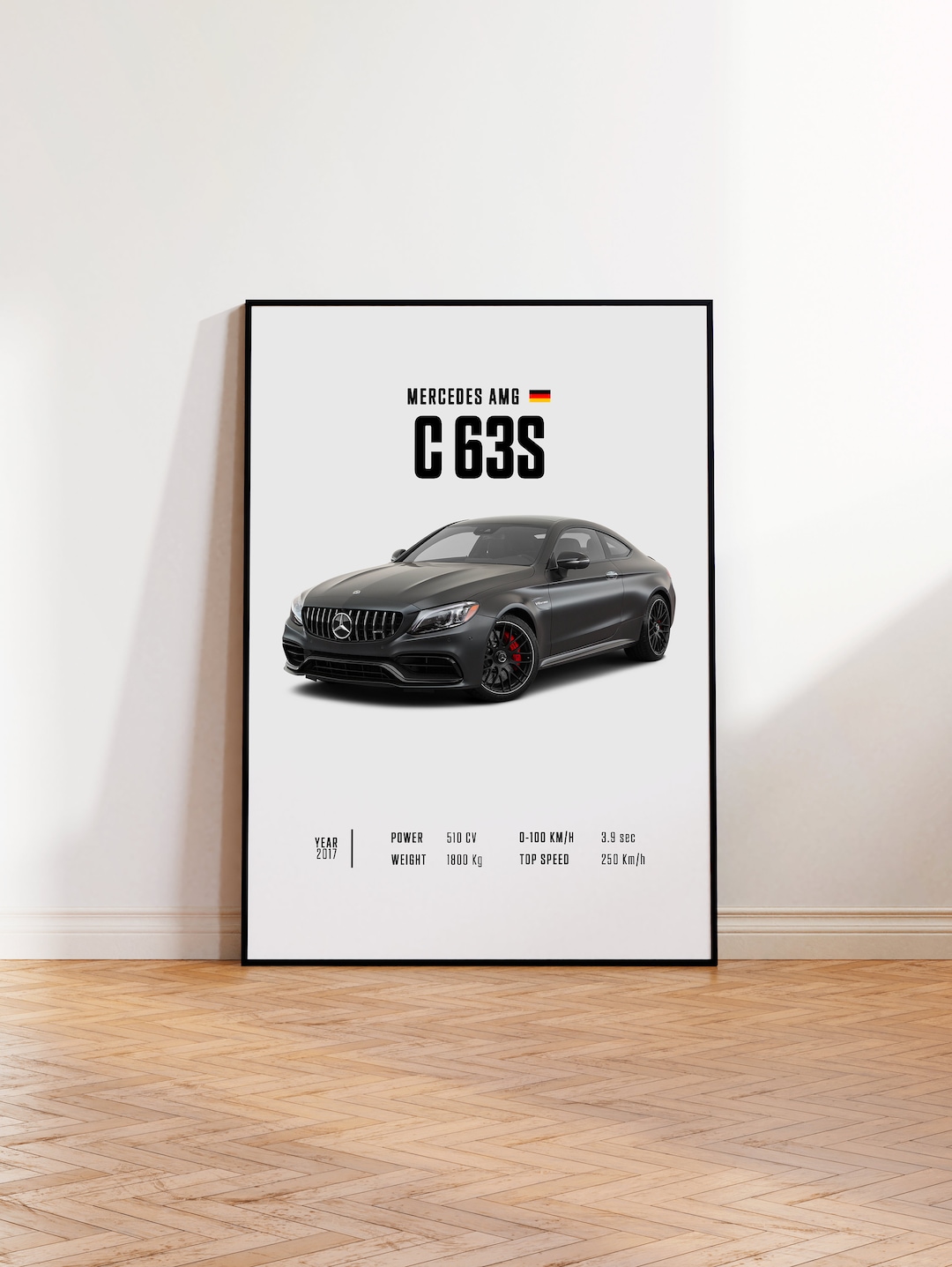 Car Poster Mercedes AMG C63S, Car Poster Print, Classic Car Wall Art ...