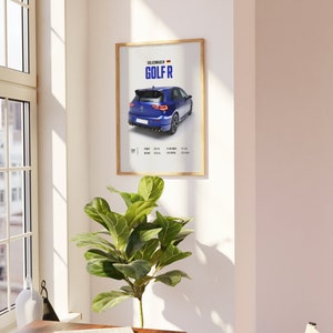 Car Poster Volkswagen Golf R, Car Poster Print, Classic Car Wall Art ...