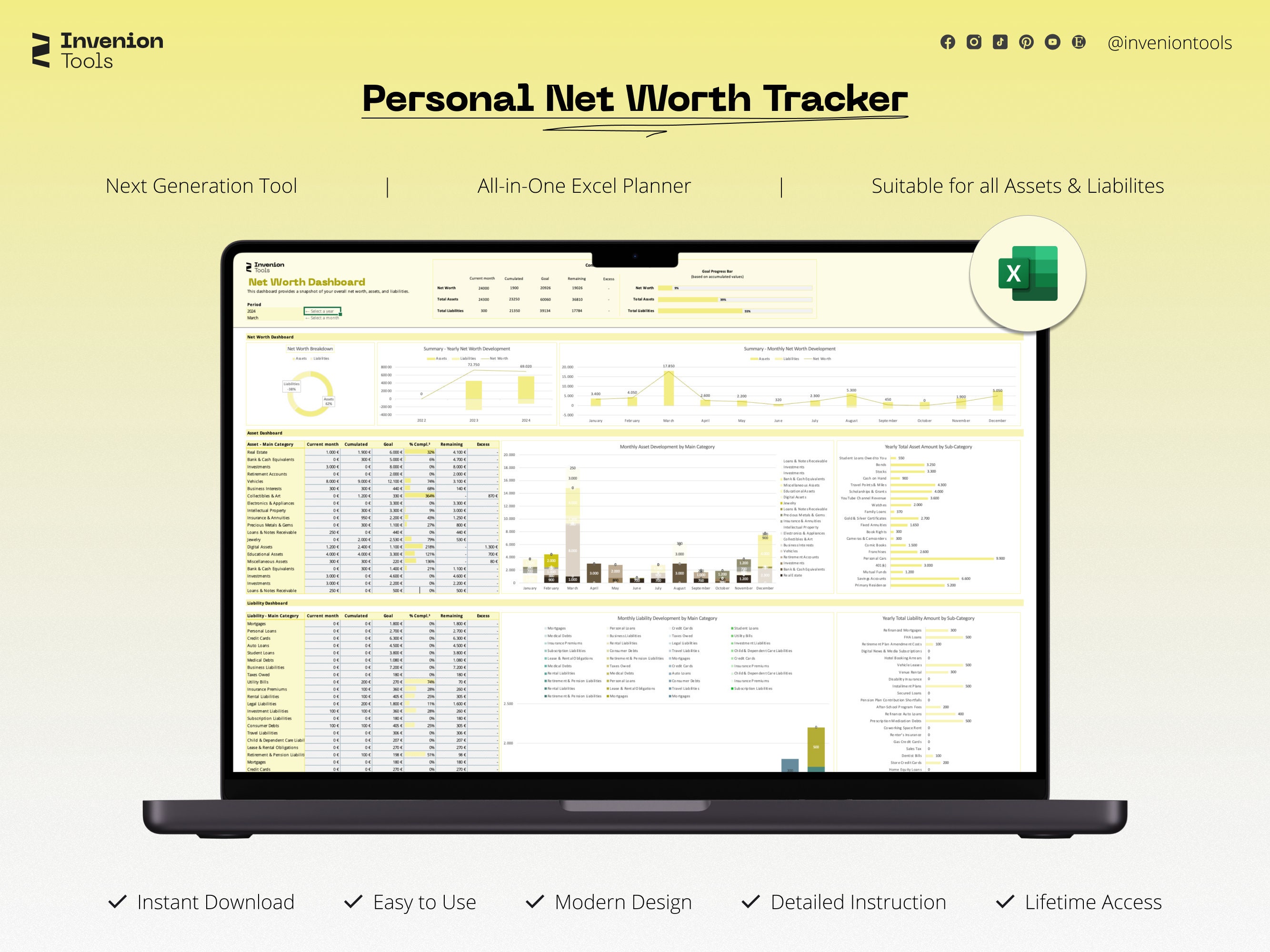 Ultimate Net Worth Tracker Excel Spreadsheet Comprehensive Asset ...