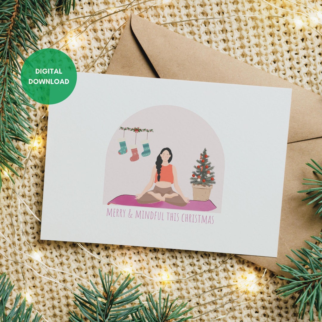Yoga Christmas Card, Printable, Yoga Lover Gift, Christmas Gift ...