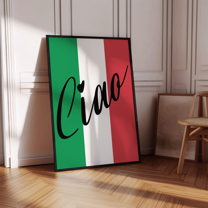 Ciao Italian Flag Art Print, Digital Download, Italy Print, Italian ...