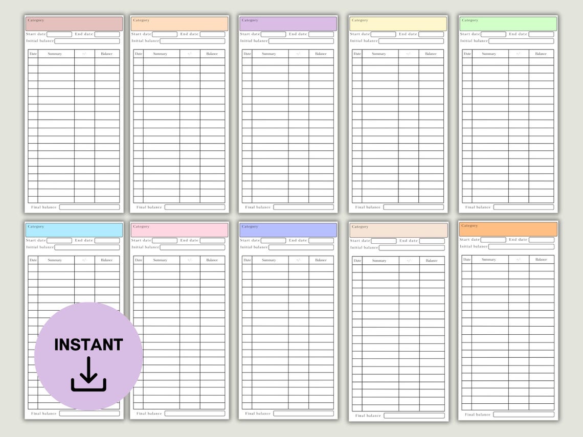 Cash Envelope Inserts, Spending Tracker, Money Budget Categories ...
