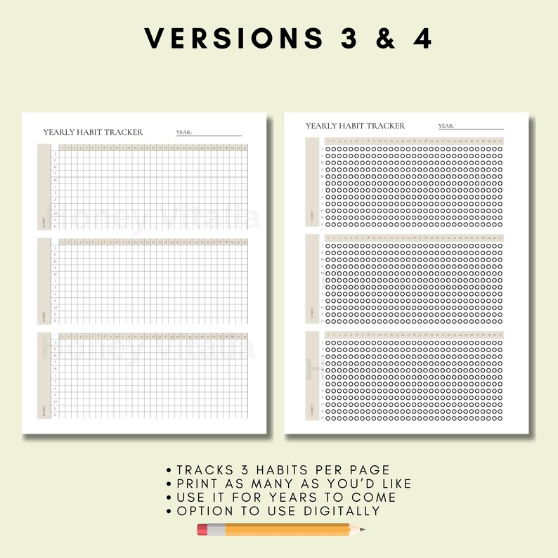 Habit Tracker, Printables, Yearly Habit Tracker, Productivity, Habit ...