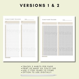 Habit Tracker, Printables, Yearly Habit Tracker, Productivity, Habit ...