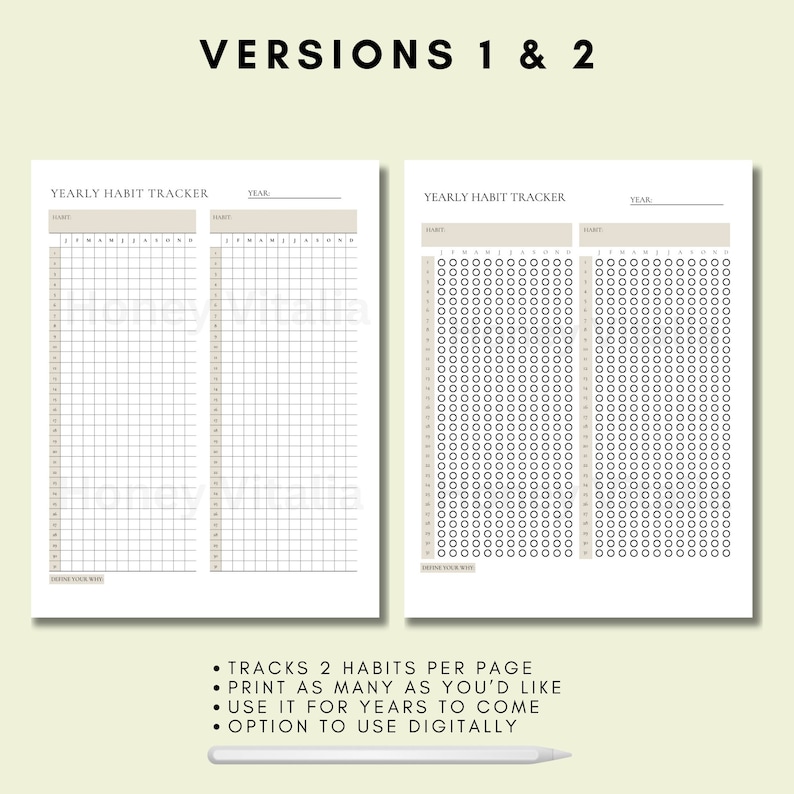 Habit Tracker, Printables, Yearly Habit Tracker, Productivity, Habit ...