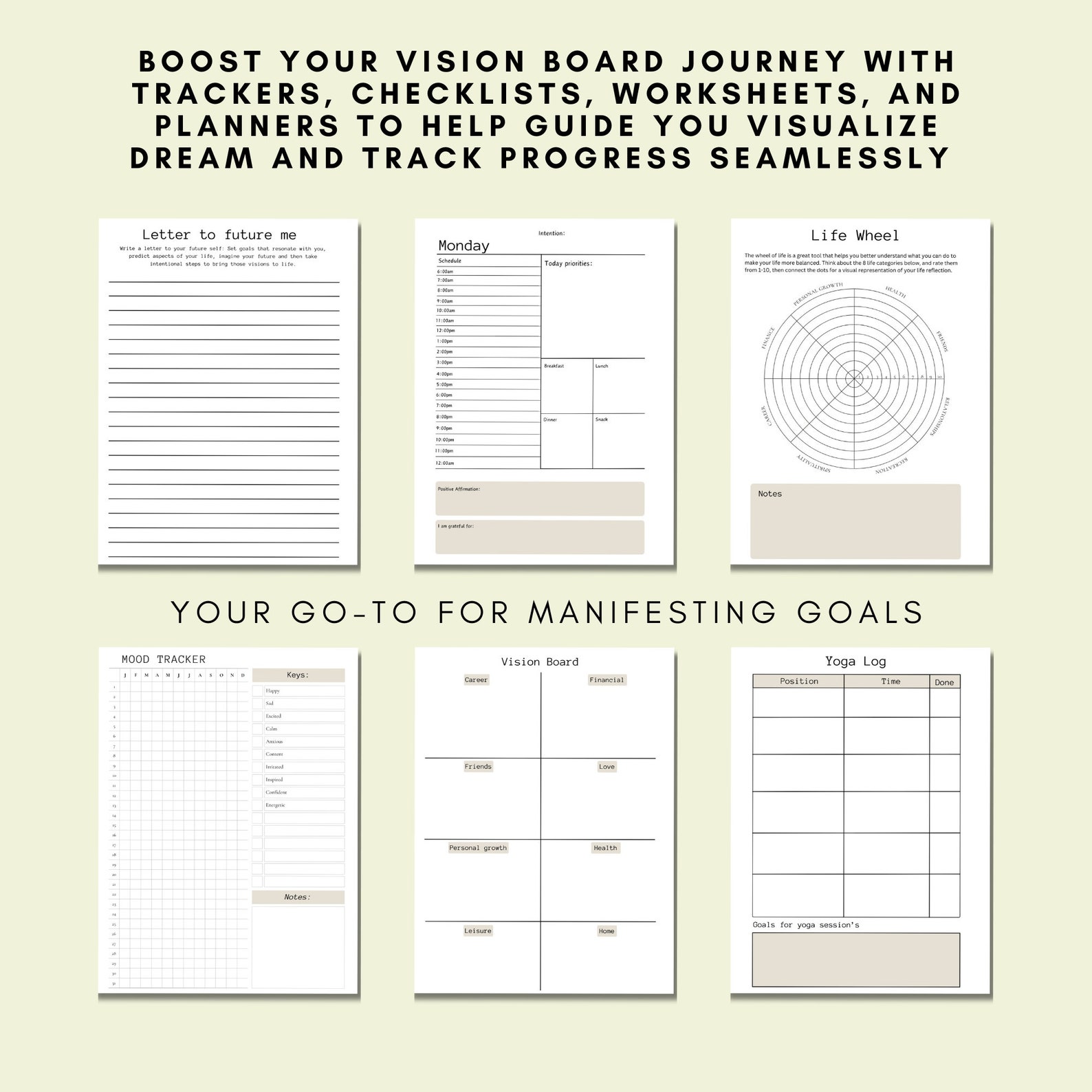 2027 Vision Board Printable, Manifestation and Law of Attraction, Yoga ...