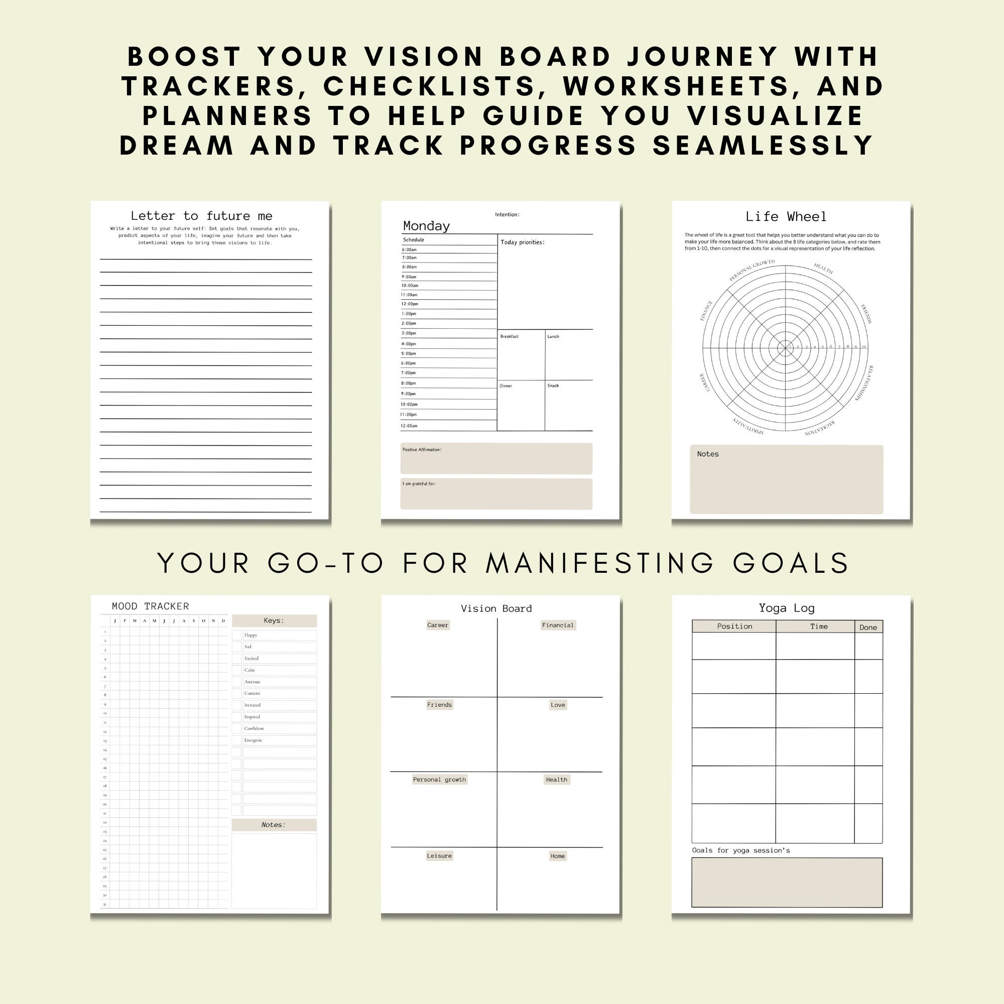 2027 Vision Board Printable, Manifestation and Law of Attraction, Yoga ...