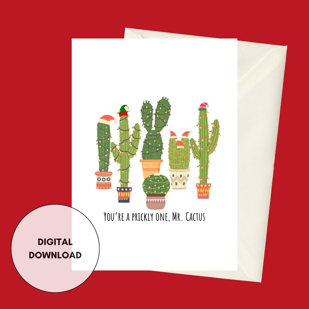 Printable Christmas Card, Cactus Card, Grinch, Grinchmas, Instant ...