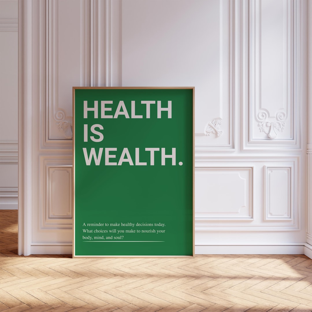 Motivational Health is Wealth Print, Digital Download, Typography ...