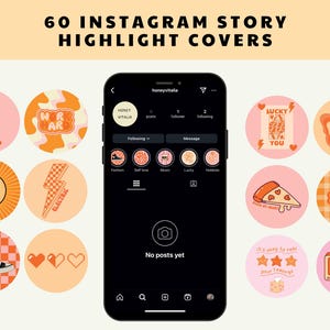 60 Retro Instagram Highlight Cover Icons, Orange Tones Aesthetic IG ...