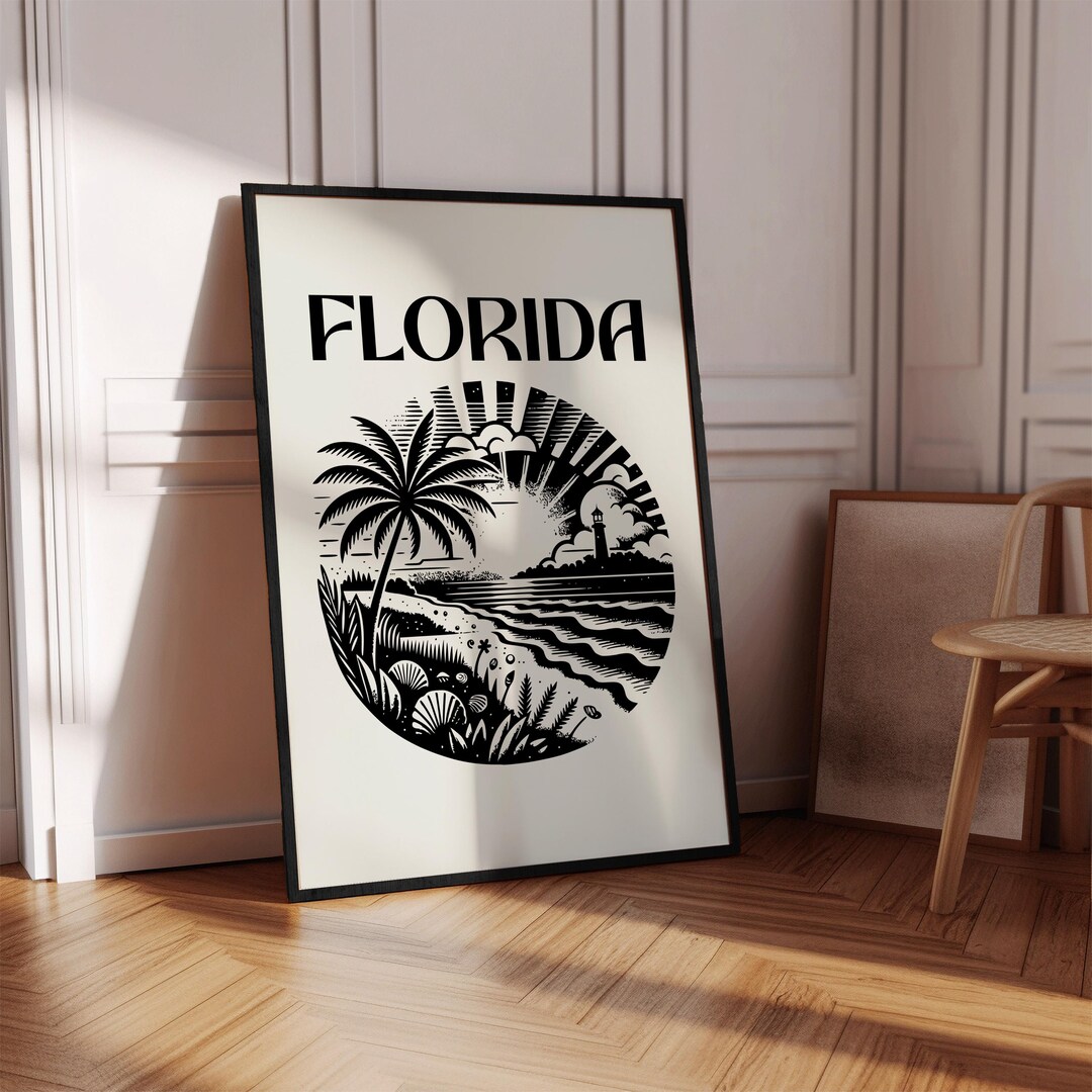 Florida Wall Art Print, Digital Download, Floridian Poster, Retro ...