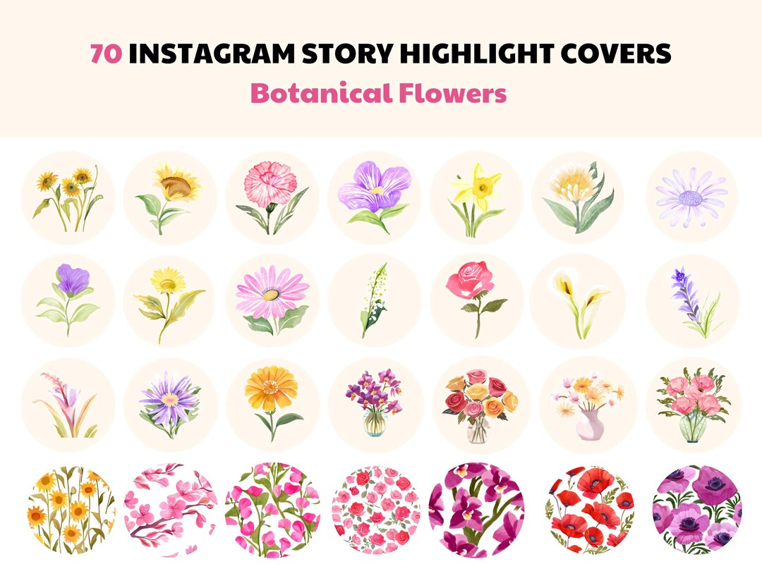 70 Flower Bouquet Instagram Highlight Cover Icons, Birth Month Flowers ...