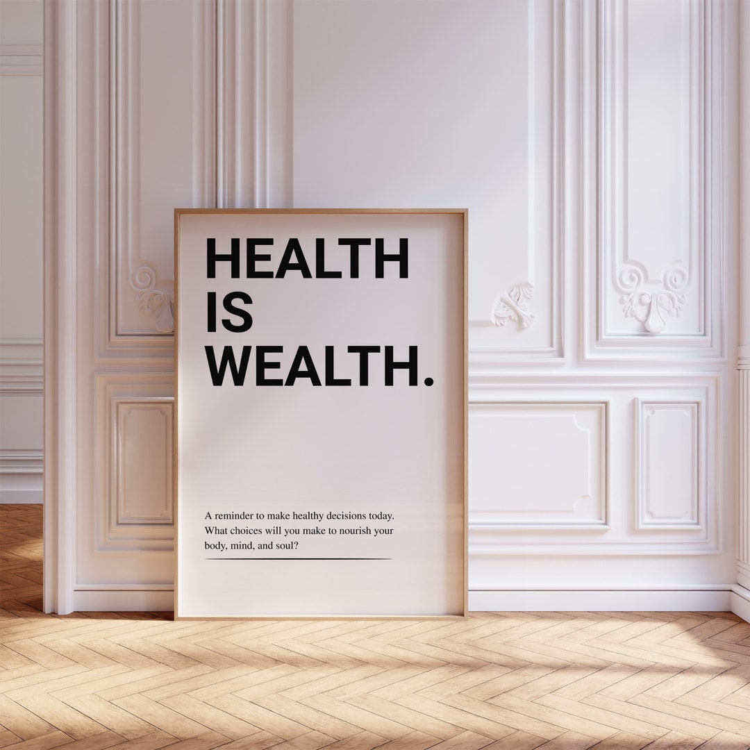 Motivational Health is Wealth Print, Digital Download, Typography ...
