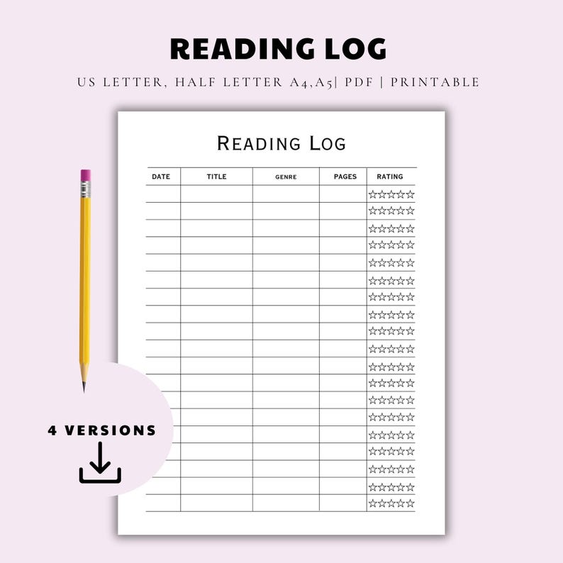 Reading Log, Printable, Reading Tracker, Book Rating, Books to Read ...