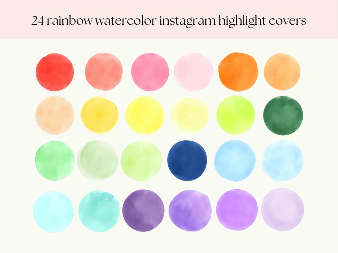 24 Watercolor Rainbow Instagram Highlight Covers, Boho IG Story Icons ...