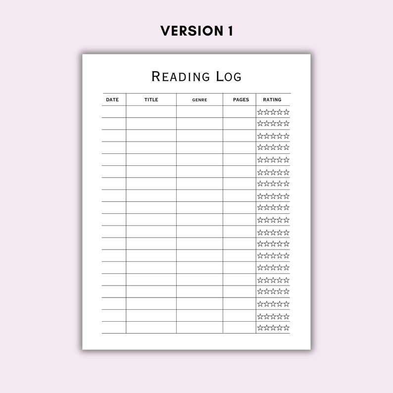 Reading Log, Printable, Reading Tracker, Book Rating, Books to Read ...