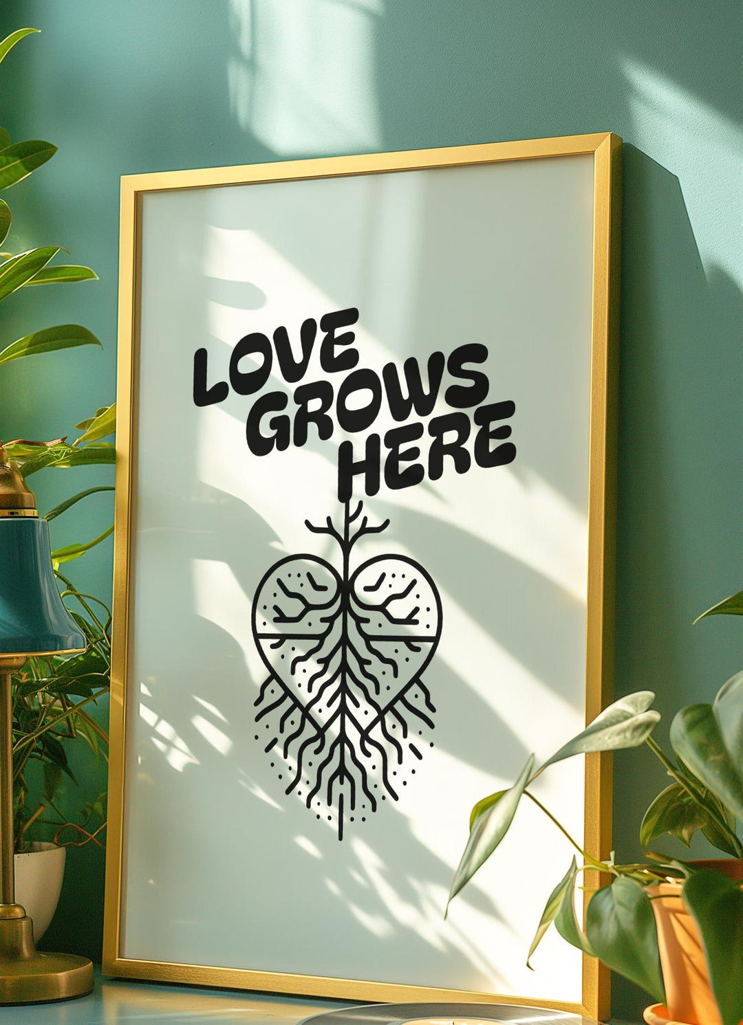 Love Grows Here Wall Art, Retro Groovy Wall Art, Digital Download ...