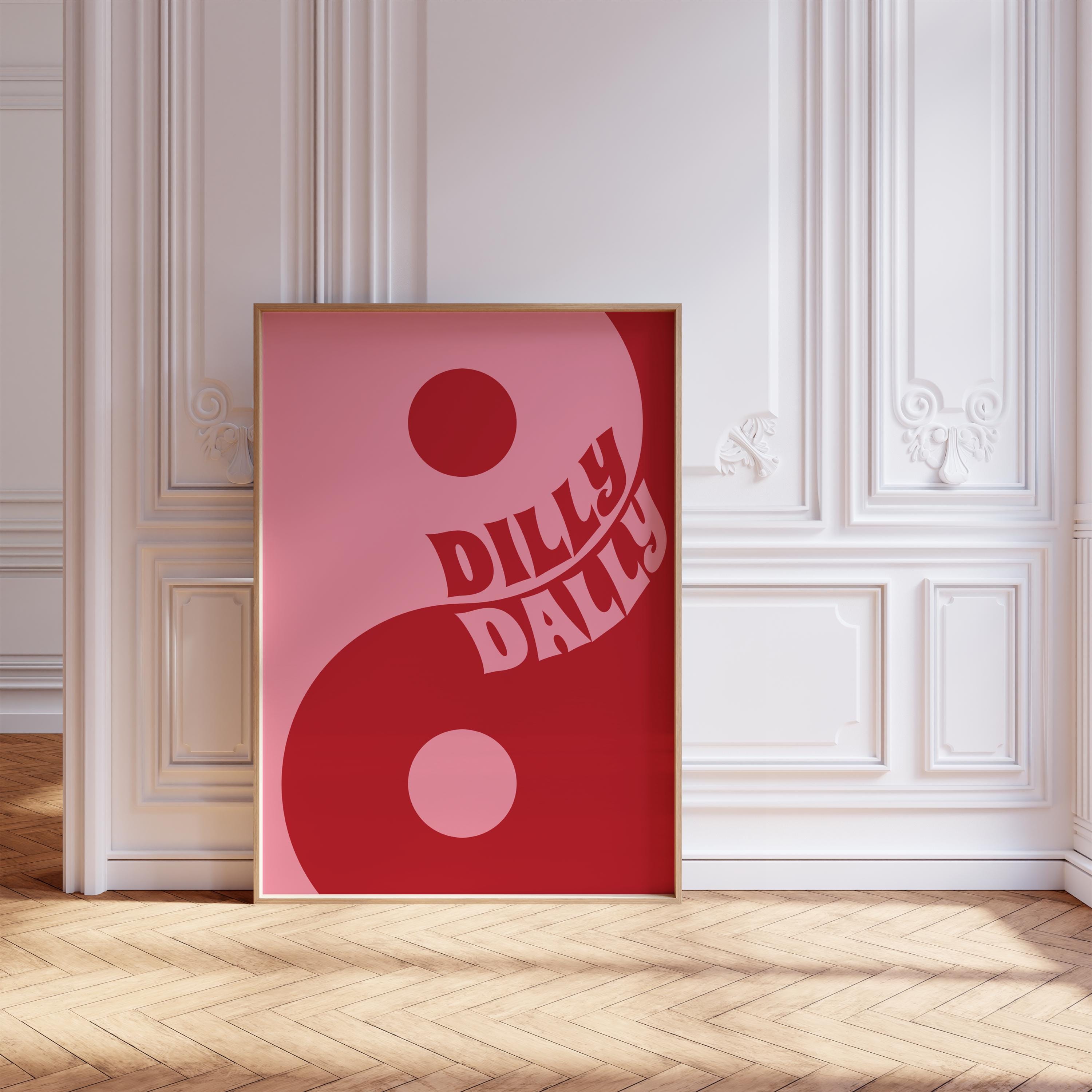 Yin Yang Dilly Dally Pink and Red Art Print, Digital Download ...