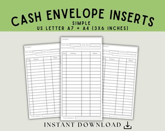 Cash Envelope Inserts, Spending Tracker, Money Budget Categories ...