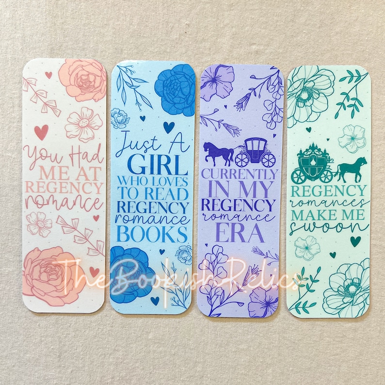 Regency Romance Bookmarks, Floral Laminated Cardstock - Etsy