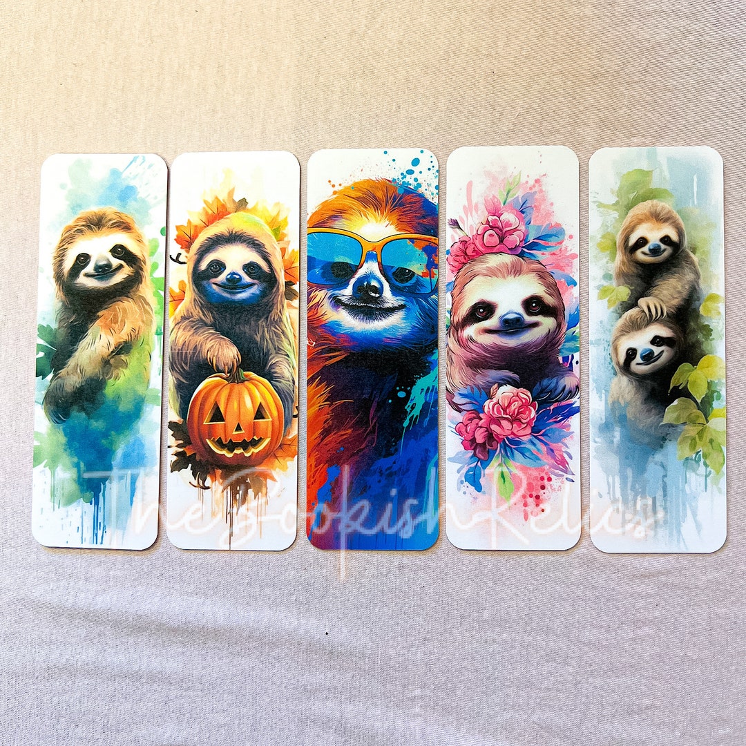 Sloth Bookmarks, Watercolor Bookmark, Halloween Sloth Book Mark, Art ...