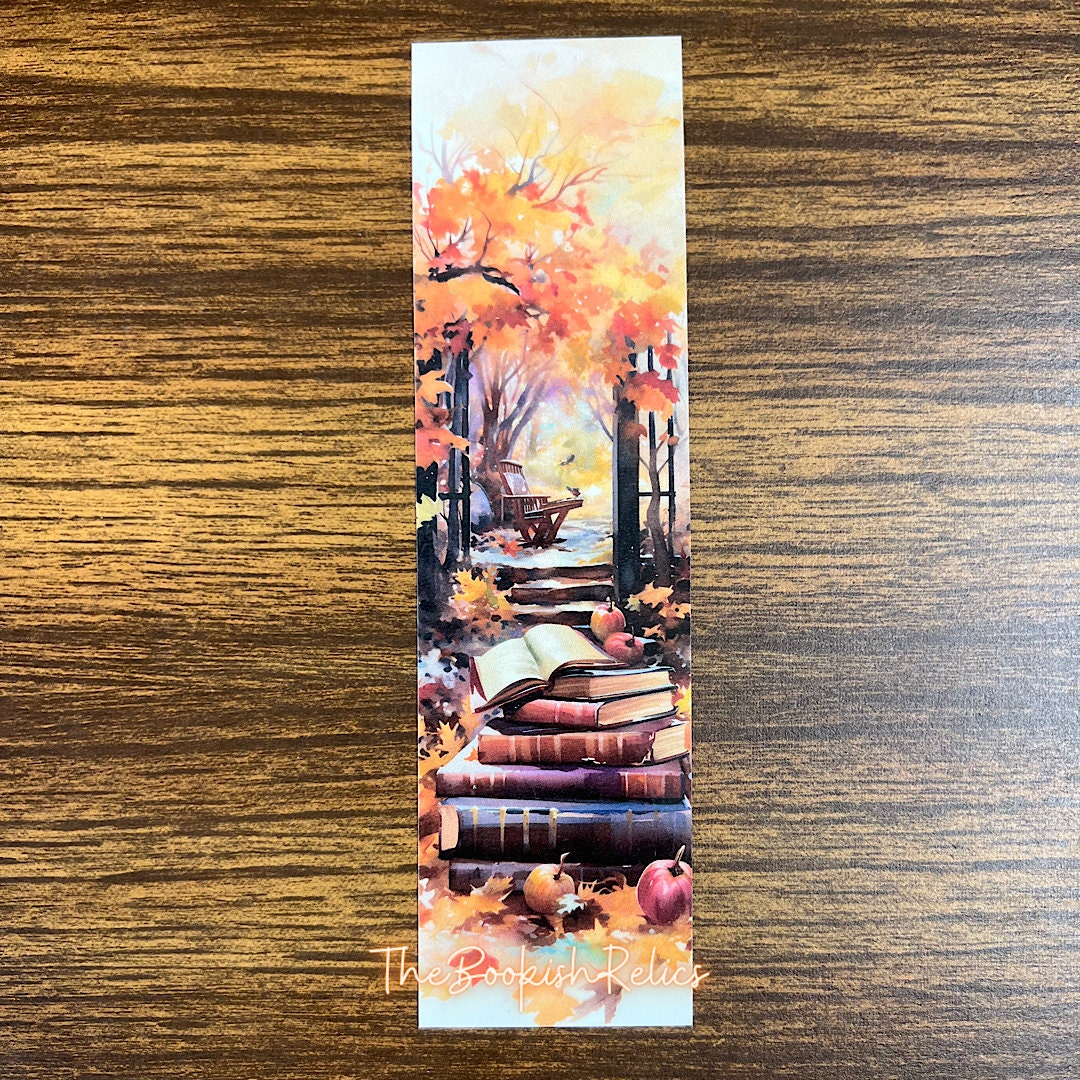 Autumn Bookmarks, Fall Book Marks, Coffee Bookmark, Bookshelf Bookmark ...