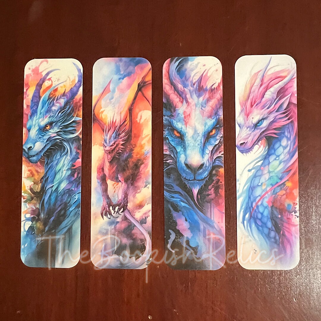 Dragon Bookmarks, Watercolor Dragons - Etsy