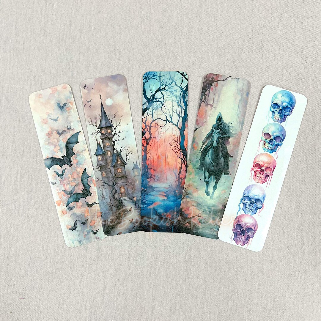 Spooky Bookmarks, Pastel Spooky Bookmark, Haunted Book Mark, Skull ...