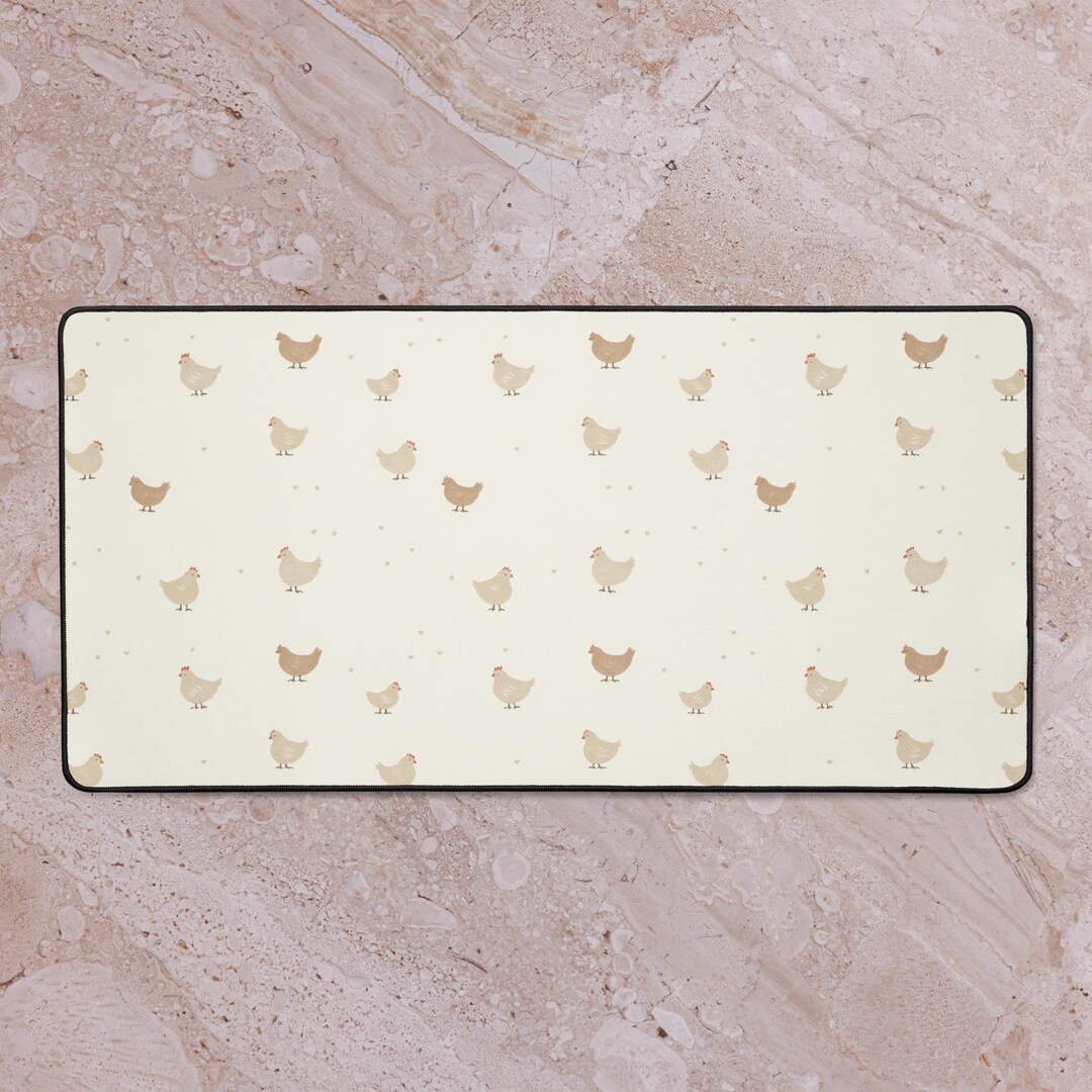 Beige Chicken Deskmat, 16x32" Mouse Pad, Large Computer Accessories - Etsy
