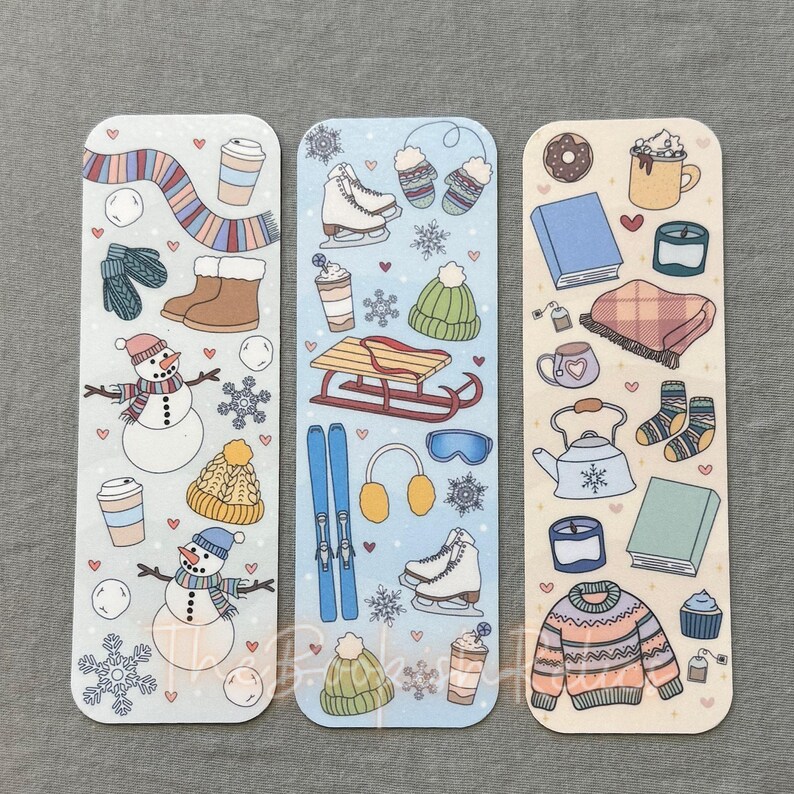 Winter Holiday Bookmarks, Laminated Cardstock, Reading Accessories - Etsy