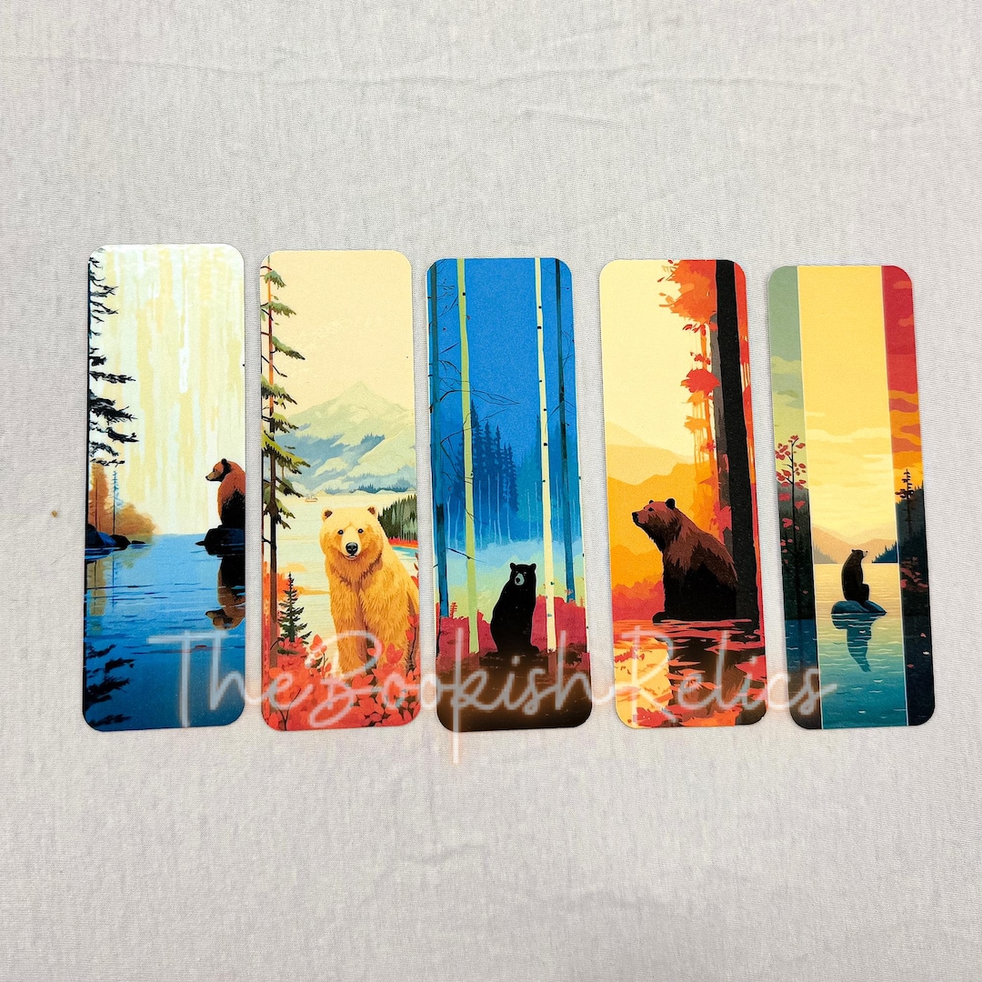 Bear Bookmarks, Nature Bookmark, Landscape Reading Accessories, Book ...