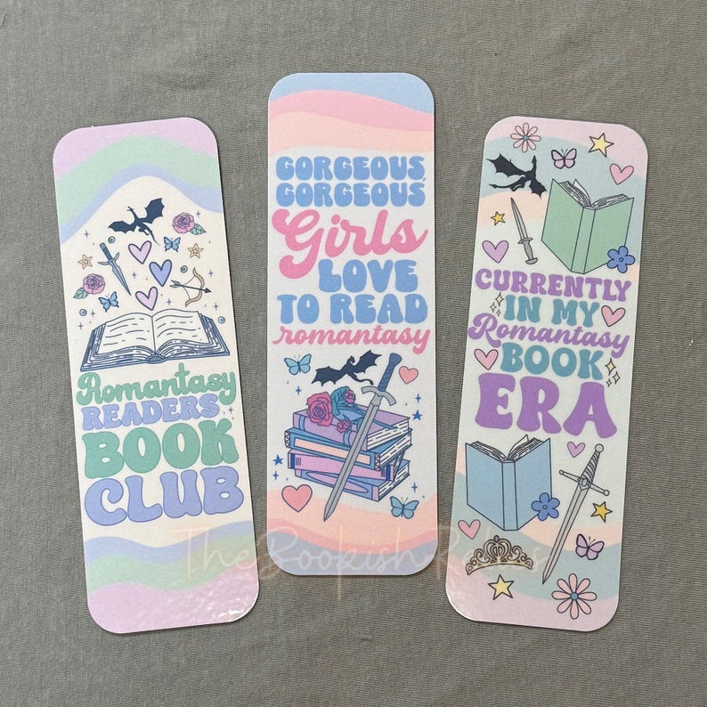Romantasy Bookmarks, Laminated Cardstock Bookmark - Etsy